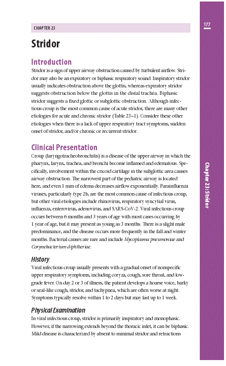 Stridor | Caring for the Hospitalized Child: A Handbook of Inpatient ...