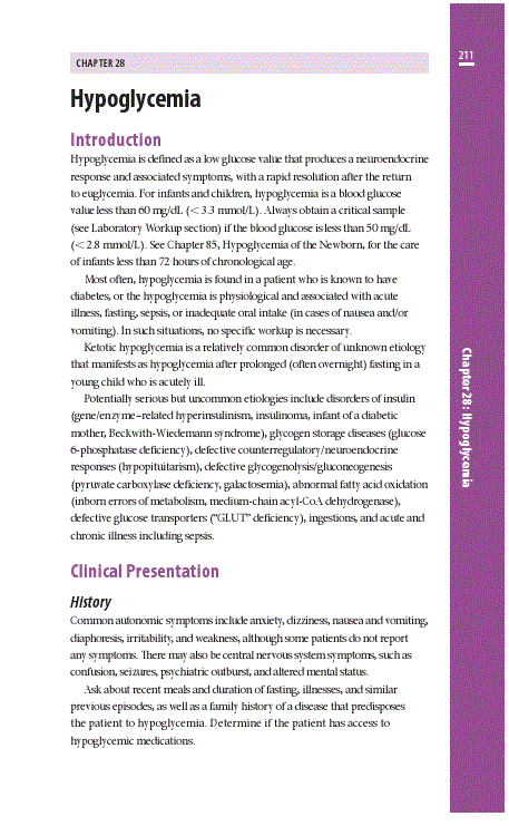 Hypoglycemia | Caring for the Hospitalized Child: A Handbook of ...