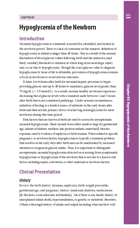 Hypoglycemia of the Newborn | Caring for the Hospitalized Child: A ...