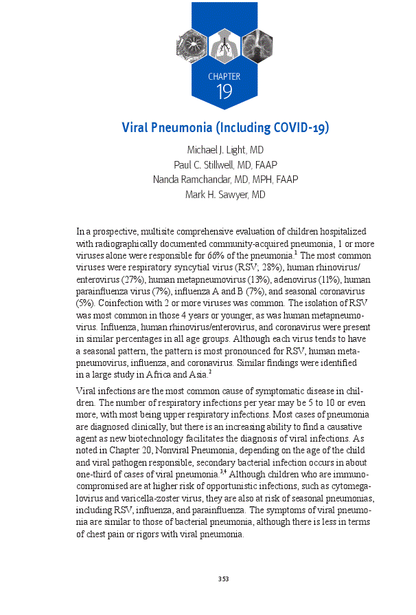 Viral Pneumonia (Including COVID-19) | Pediatric Pulmonology | AAP ...