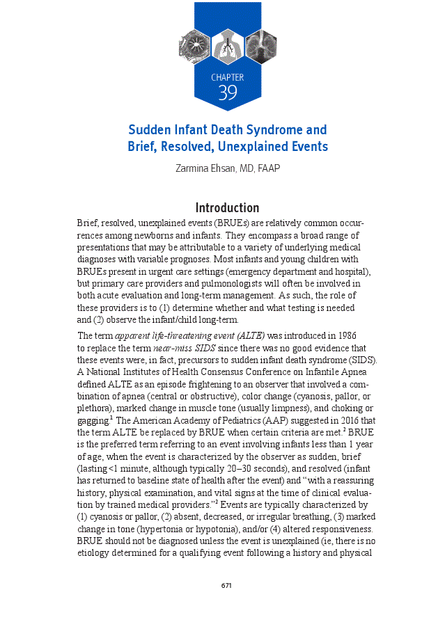 Sudden Infant Death Syndrome and Brief, Resolved, Unexplained Events ...