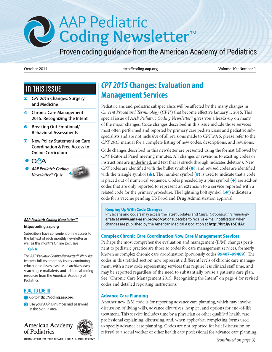 Volume 10 Issue 1 | AAP Pediatric Coding Newsletter | American Academy ...