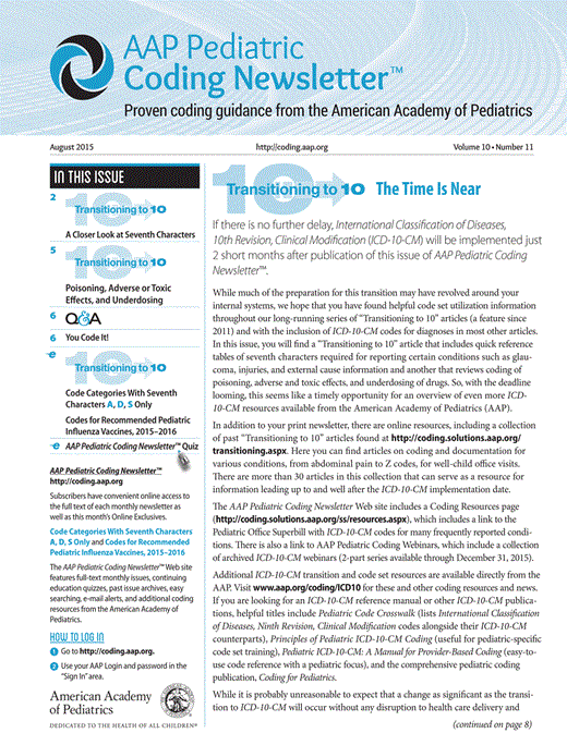 Transitioning to 10: Codes for Recommended Pediatric Influenza Vaccines ...