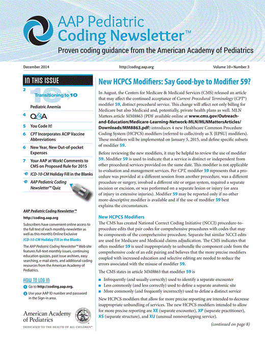 New HCPCS Modifiers: Say Good-bye to Modifier 59? | AAP Pediatric ...