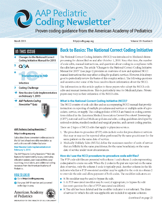Back to Basics: The National Correct Coding Initiative | AAP Pediatric ...