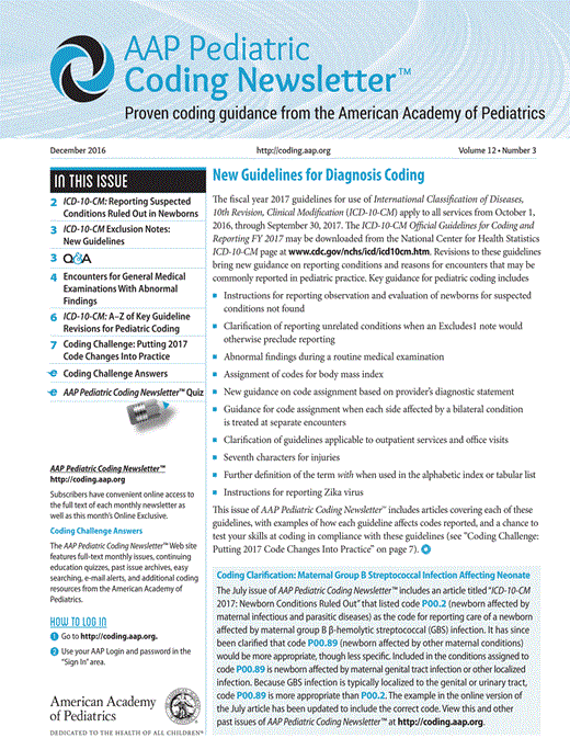 New Guidelines for Diagnosis Coding | AAP Pediatric Coding Newsletter ...
