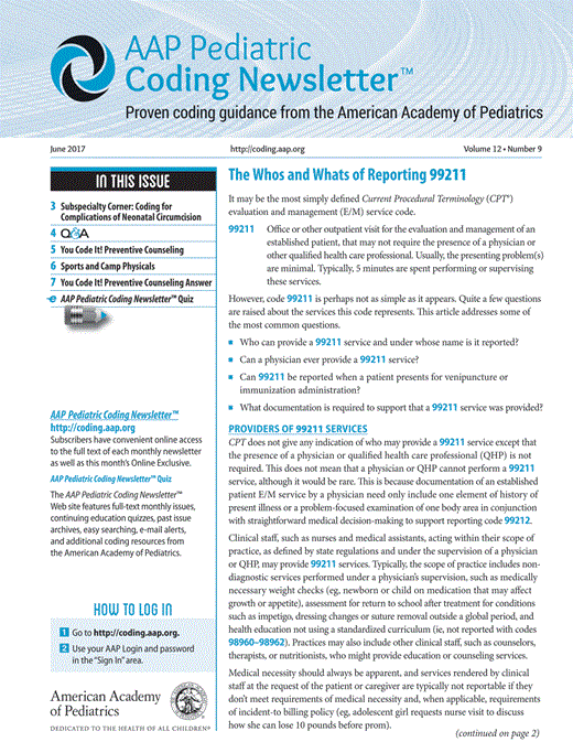 You Code It! Preventive Counseling | AAP Pediatric Coding Newsletter ...
