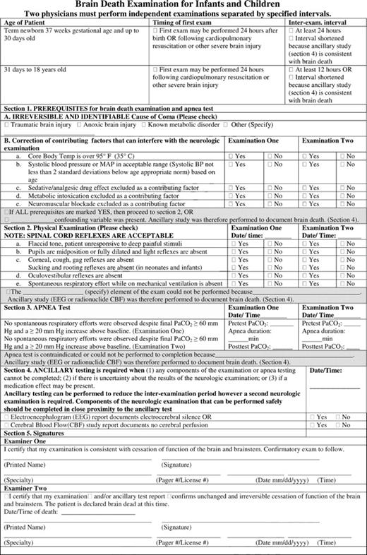 Guidelines for the Determination of Brain Death in Infants and Children ...