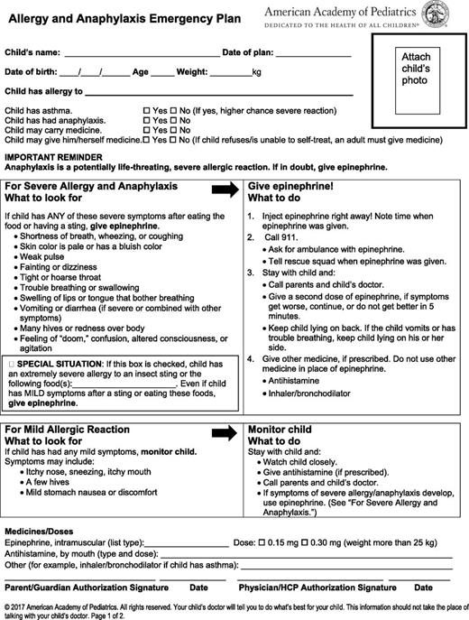 Guidance on Completing a Written Allergy and Anaphylaxis Emergency Plan ...