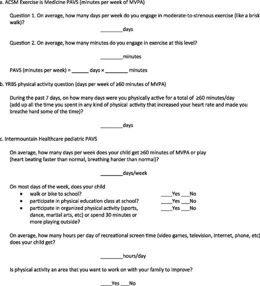 Physical Activity Assessment and Counseling in Pediatric Clinical ...