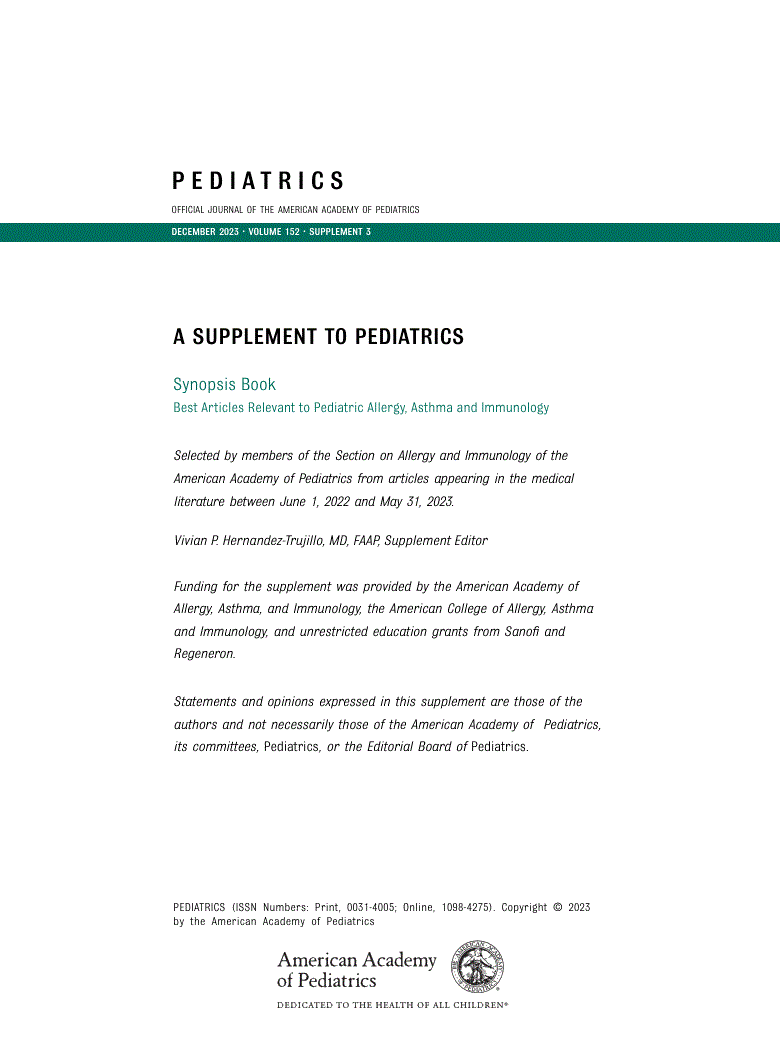 Title Page | Pediatrics | American Academy of Pediatrics